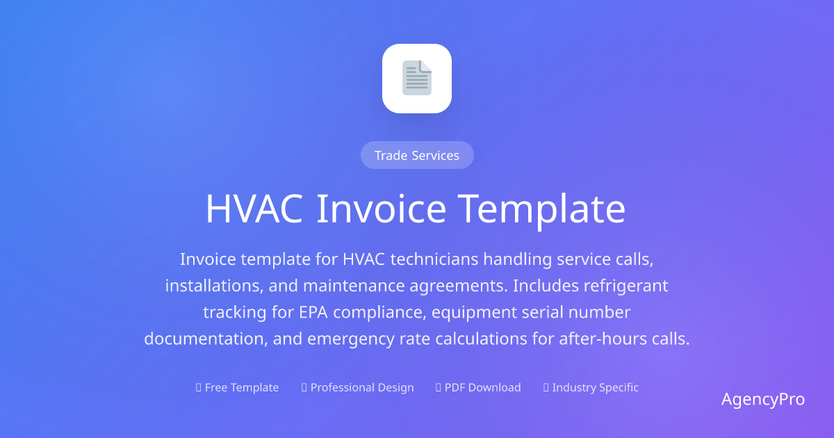 Free HVAC Technician Invoice Template