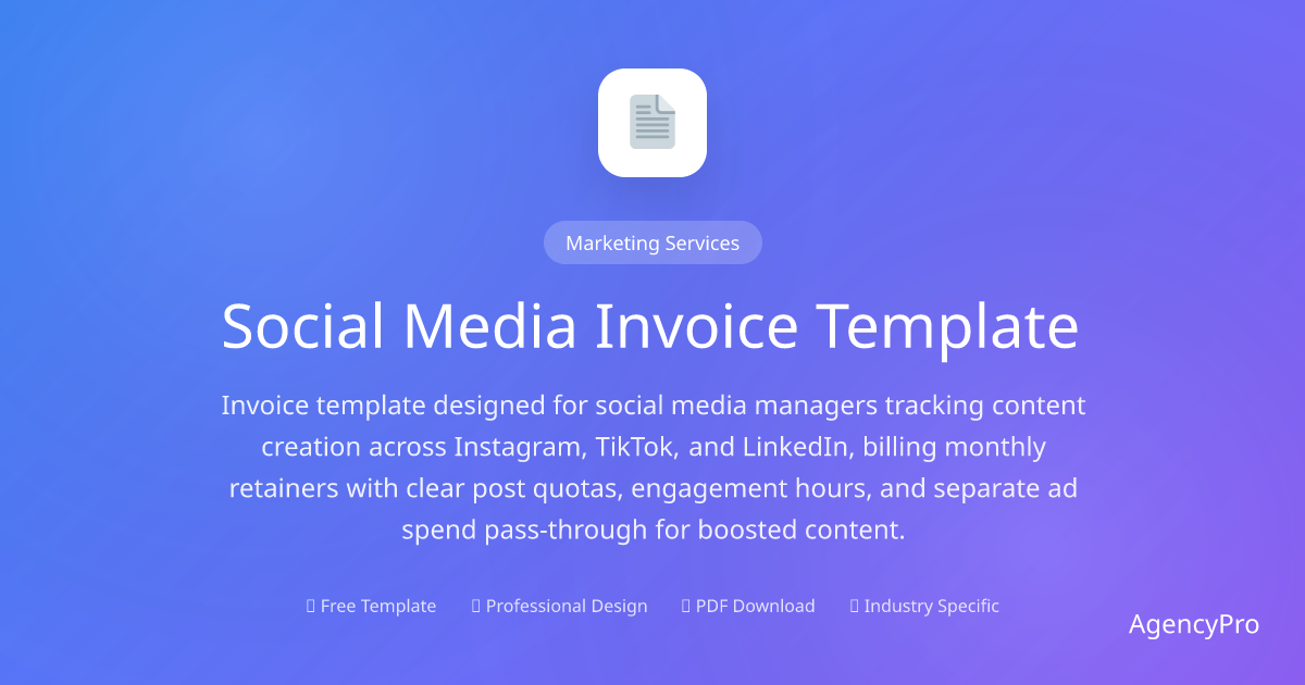 Free Social Media Invoice Template | Social Media Manager Billing