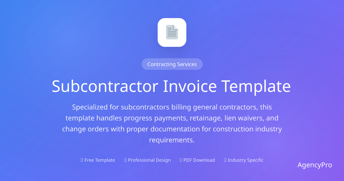 Free Subcontractor Invoice Template
