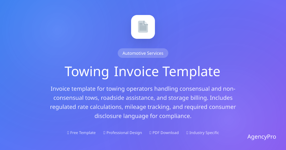 Free Towing Operator Invoice Template