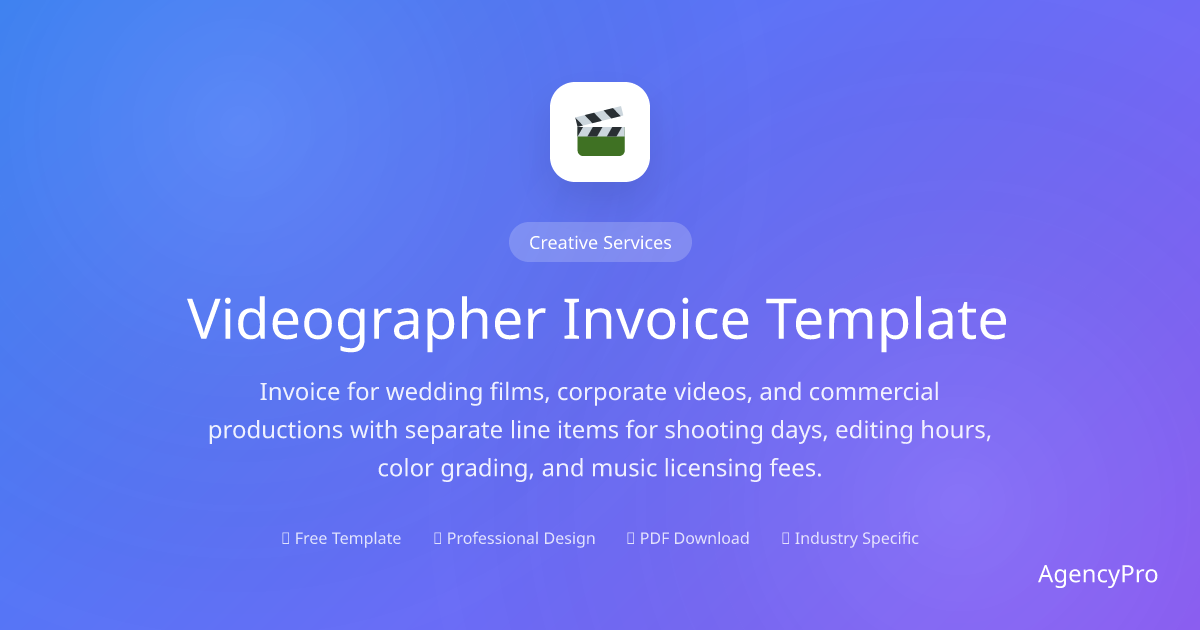 Free Videographer Invoice Template | Video Production Billing | AgencyPro